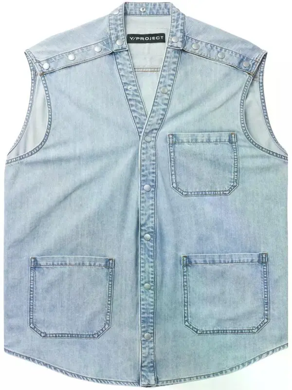 Y/project Patch Pocket Denim Vest - Blue