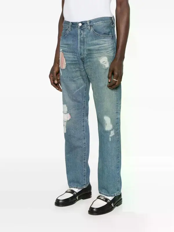 Junya Watanabe Patchwork Distressed Straight-leg Jeans