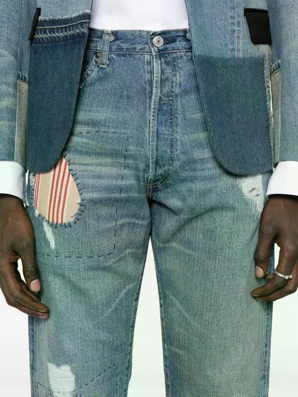 Junya Watanabe Patchwork Distressed Straight-leg Jeans
