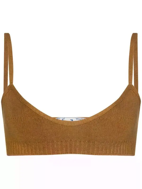 Off-White Fine-knit Strappy Bralette - Brown
