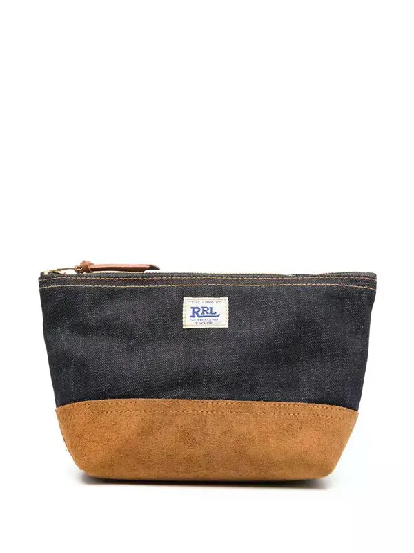 Ralph Lauren Logo-patch Two-tone Wash Bag - Blue