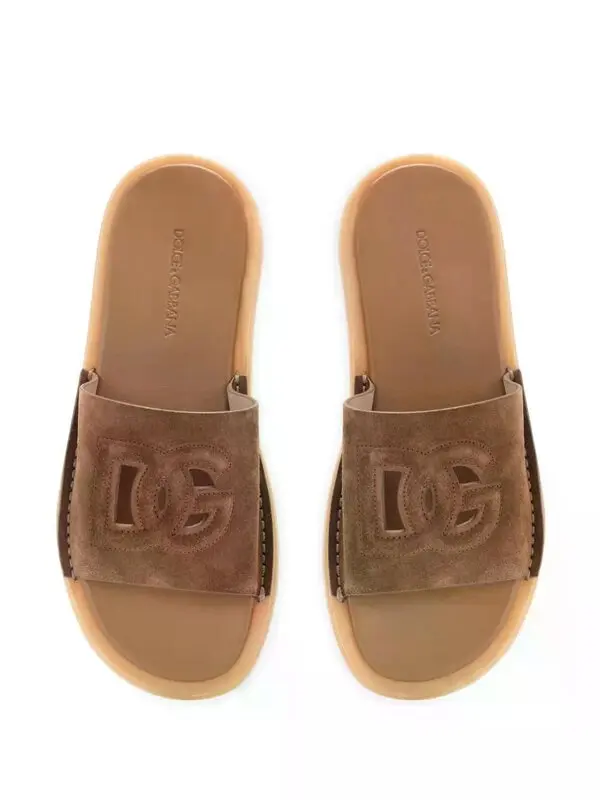 Dolce & Gabbana Dg Cut-out Suede Slides