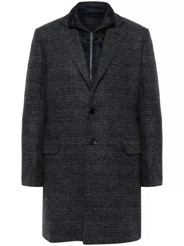 FAY Tartan-check Double Coat - Blue