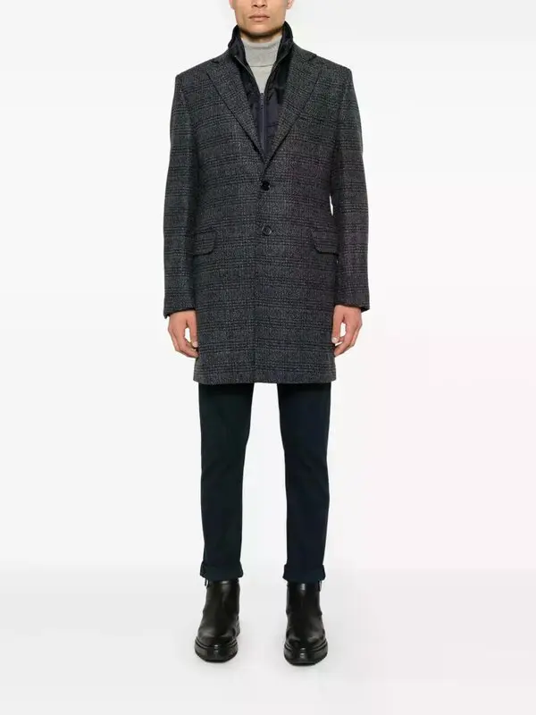 FAY Tartan-check Double Coat - Blue