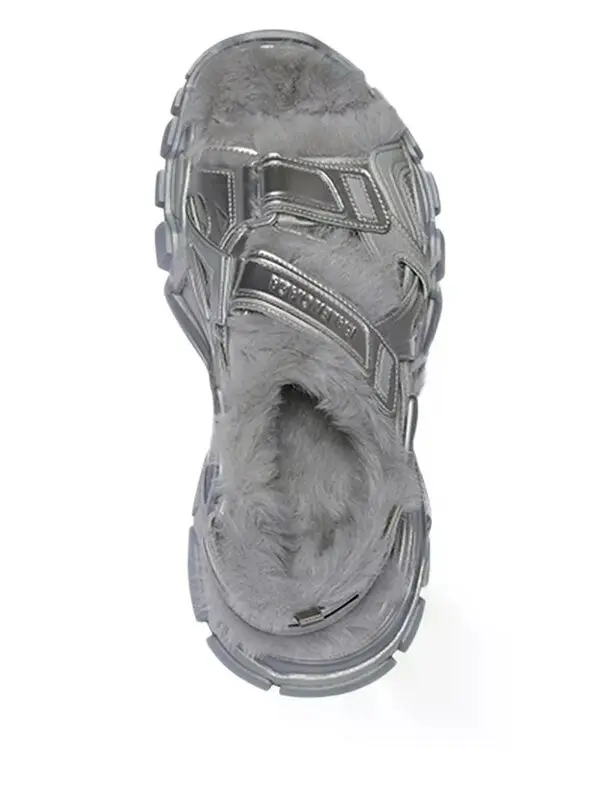 Balenciaga Track Flat Sandals - Silver