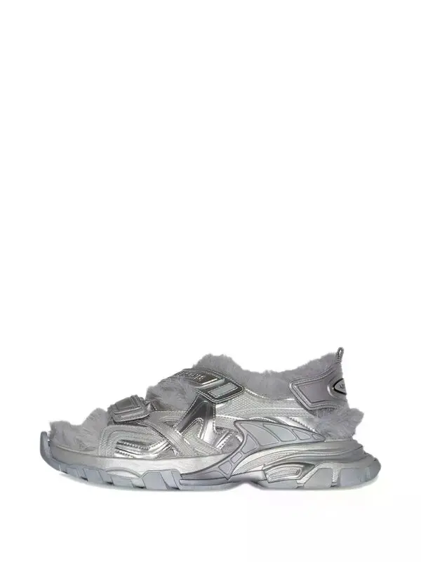 Balenciaga Track Flat Sandals - Silver