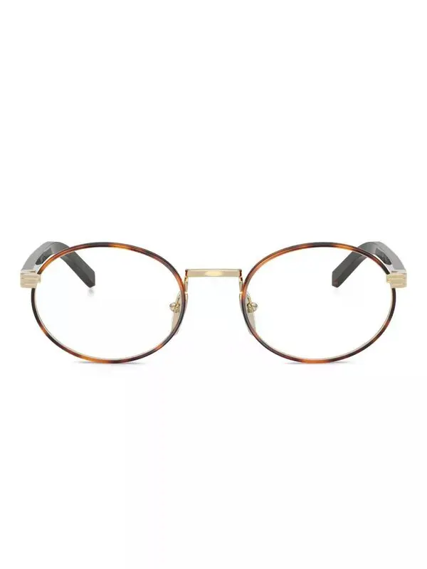 Prada Tortoiseshell-effect Oval-frame Glasses - Brown