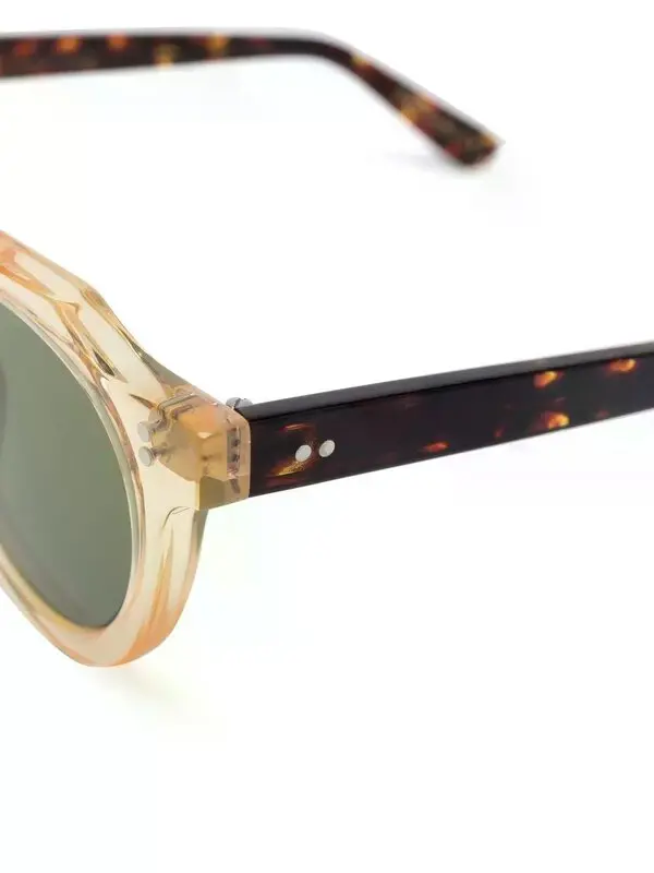 LESCA Round-frame Tinted Sunglasses - Brown