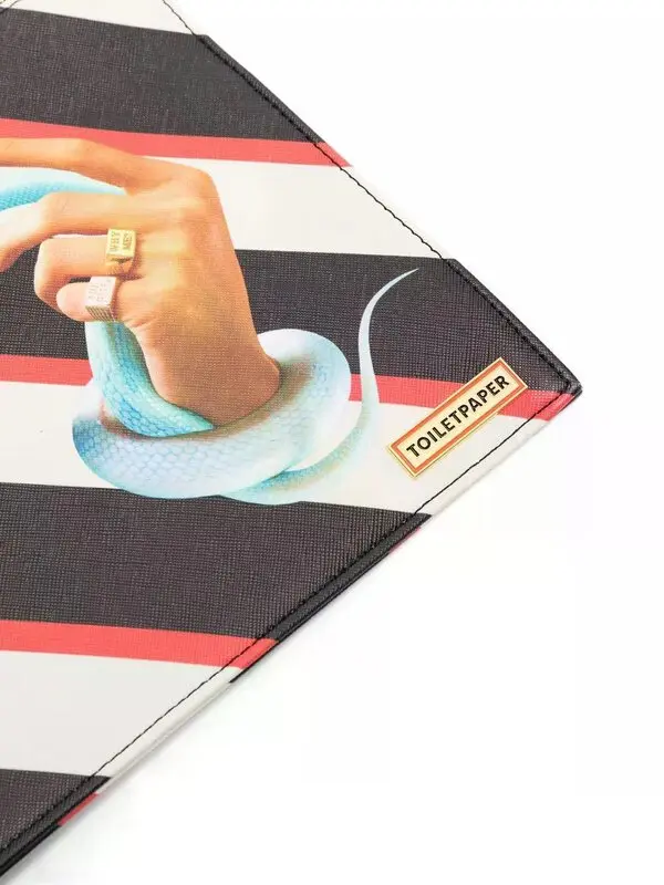 SELETTI Striped Graphic-print Clutch Bag - Black