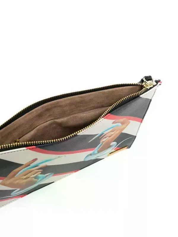 SELETTI Striped Graphic-print Clutch Bag - Black