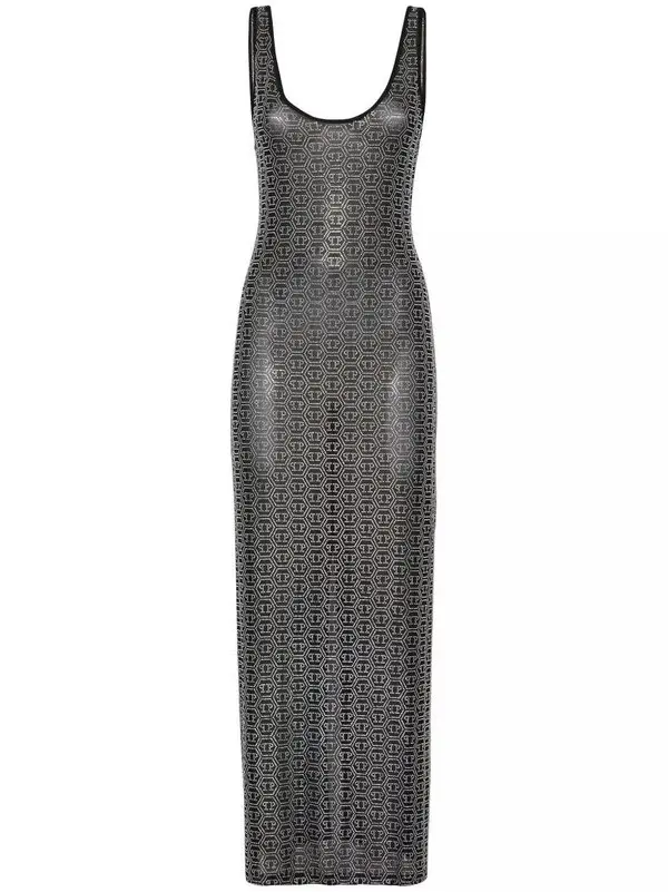 Philipp Plein Crystal-monogram Maxi Dress
