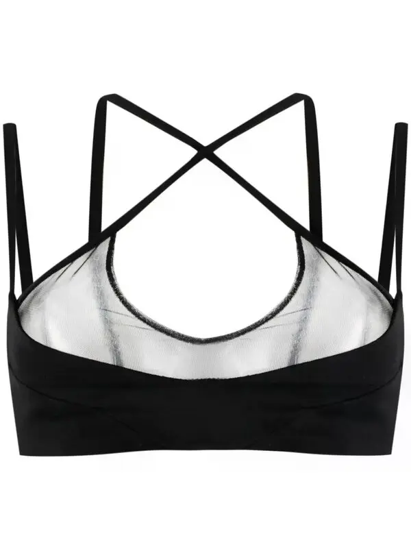 Attico Mesh-panel Criss-cross Bralette Top - Black