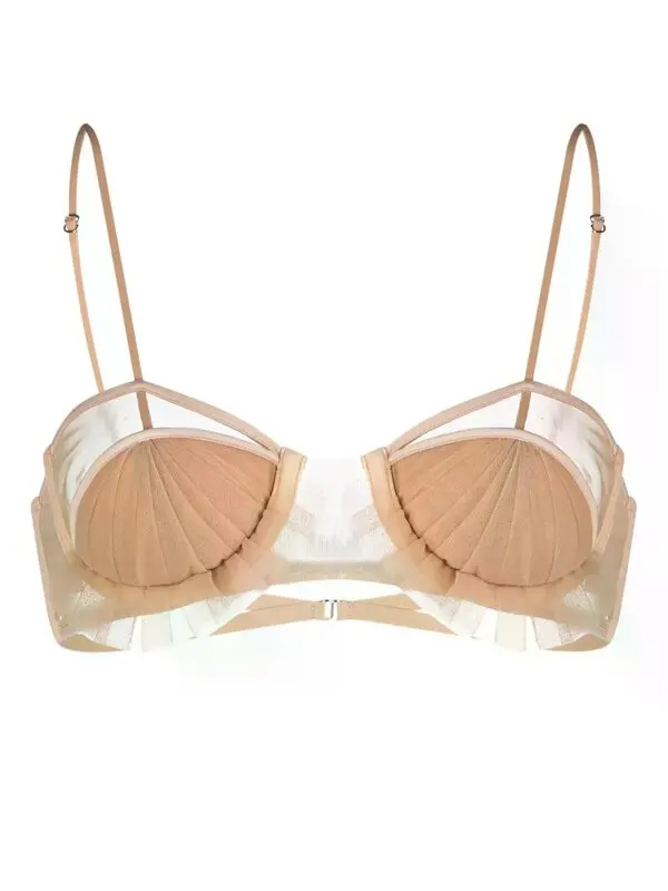 NENSI DOJAKA Panelled Semi-sheer Bra - Neutrals