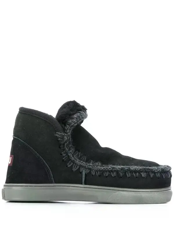 Mou Crochet Stitch-trim Sneaker Boots - Black