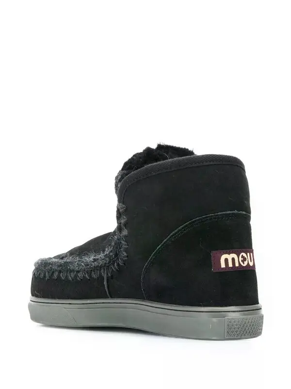 Mou Crochet Stitch-trim Sneaker Boots - Black