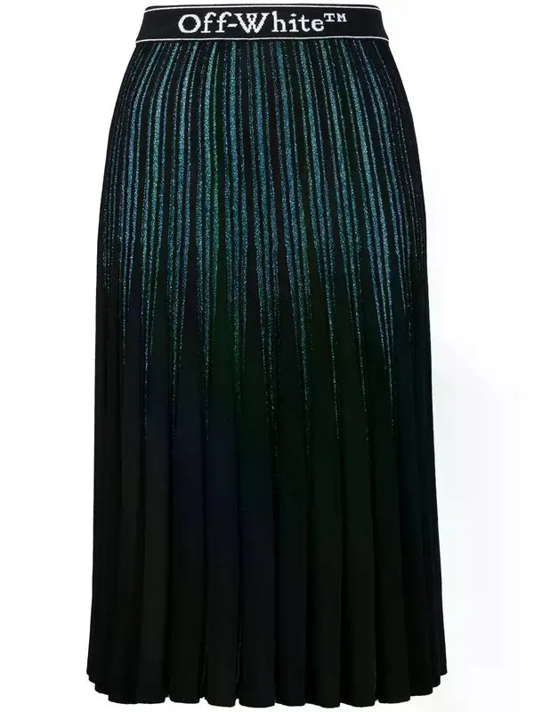 Off-White Glitter-stripe Pleated Skirt