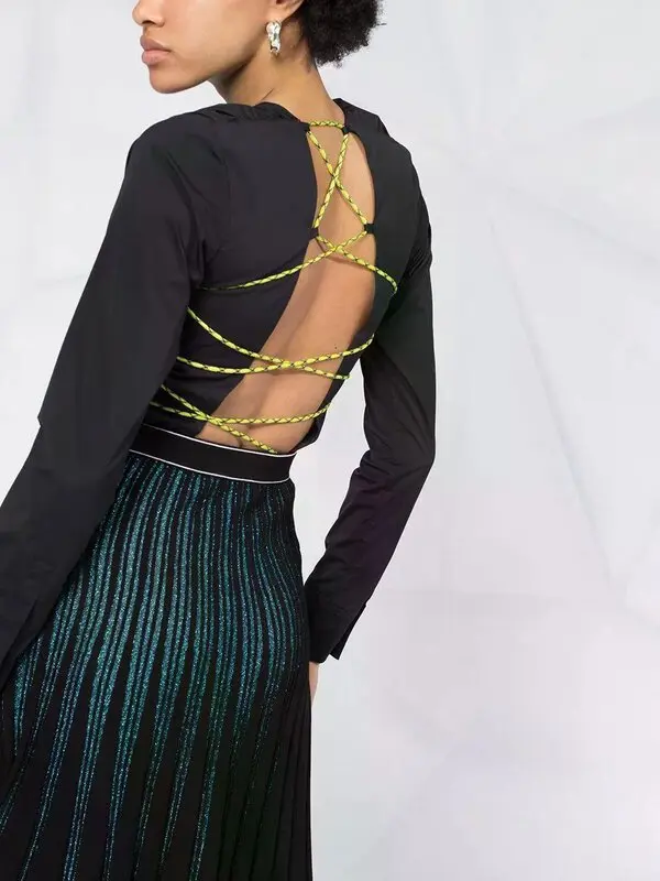 Off-White Glitter-stripe Pleated Skirt