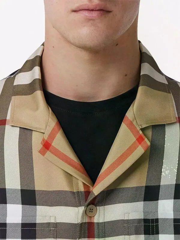 Burberry Short-sleeve Check Silk Shirt