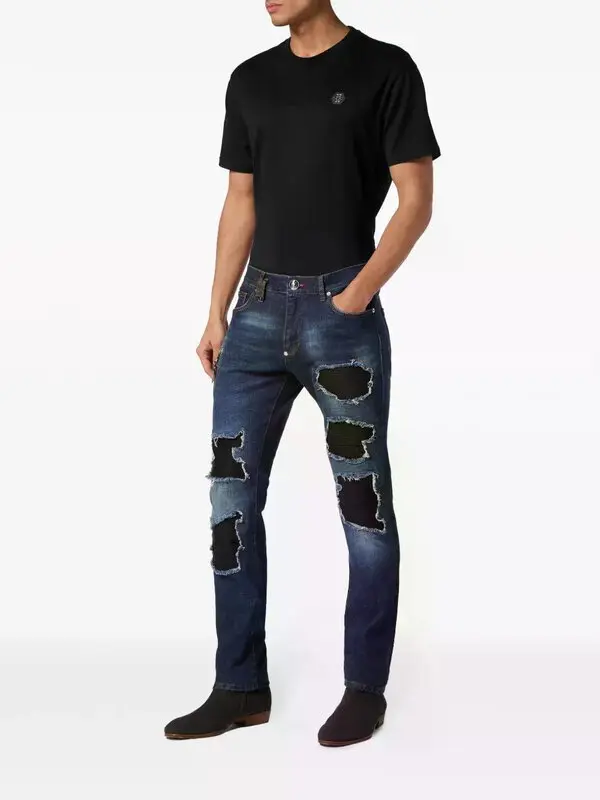 Philipp Plein Rock Star Ribbed-panel Skinny Jeans