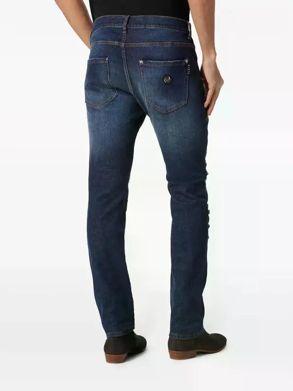 Philipp Plein Rock Star Ribbed-panel Skinny Jeans