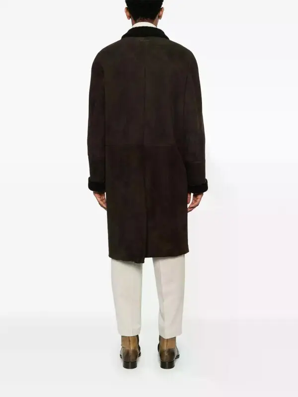 SALVATORE SANTORO Suede Coat With Faux-fur Collar And Trim