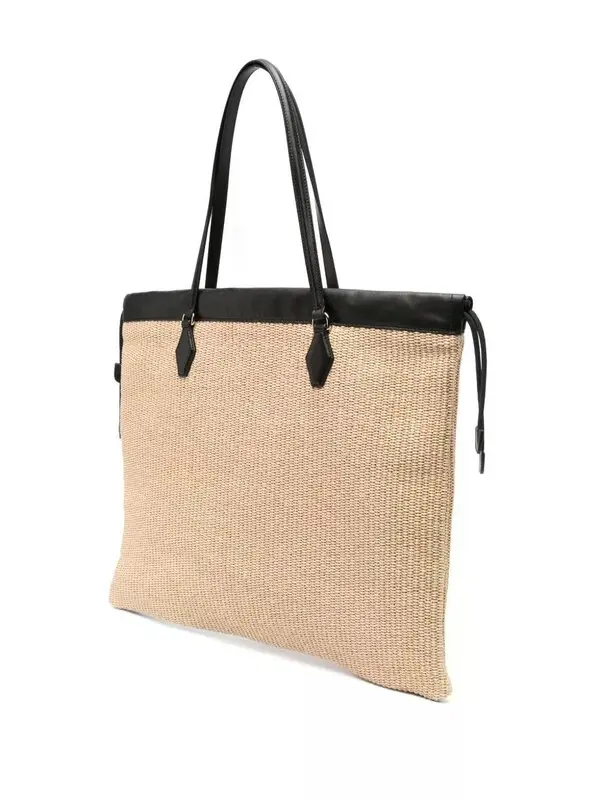 JIMMY CHOO Large Woven Raffia Tote Bag With Leather Trim