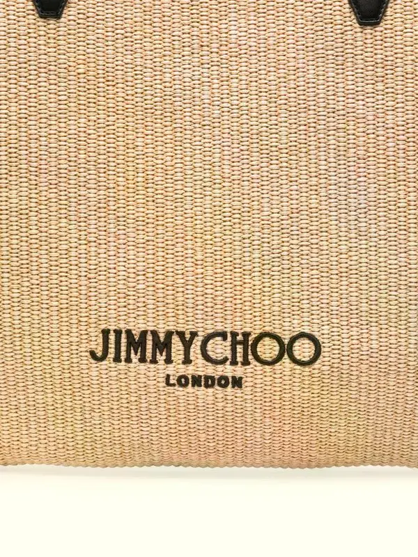 JIMMY CHOO Large Woven Raffia Tote Bag With Leather Trim