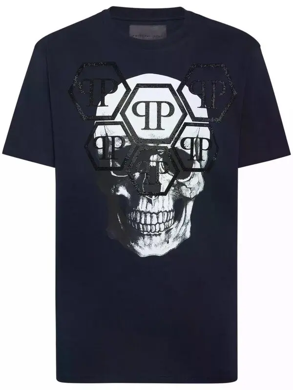Philipp Plein Ss Stones Skull T-shirt - Blue