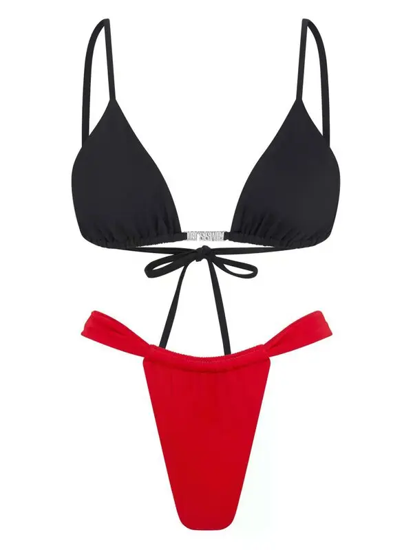 LET'S SWIM Ruched Bikini Bottoms - Red