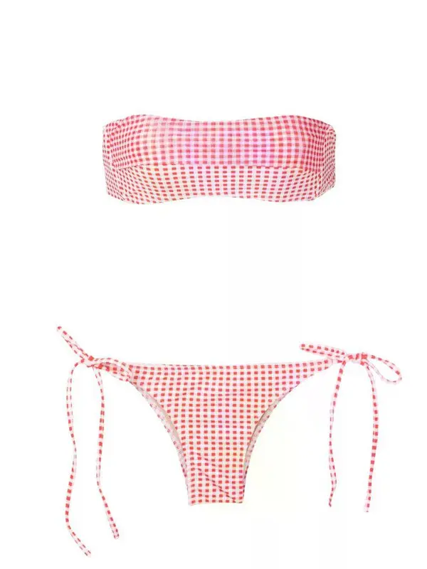 AMIR SLAMA Gingham-check Pattern Bikini Set - Red