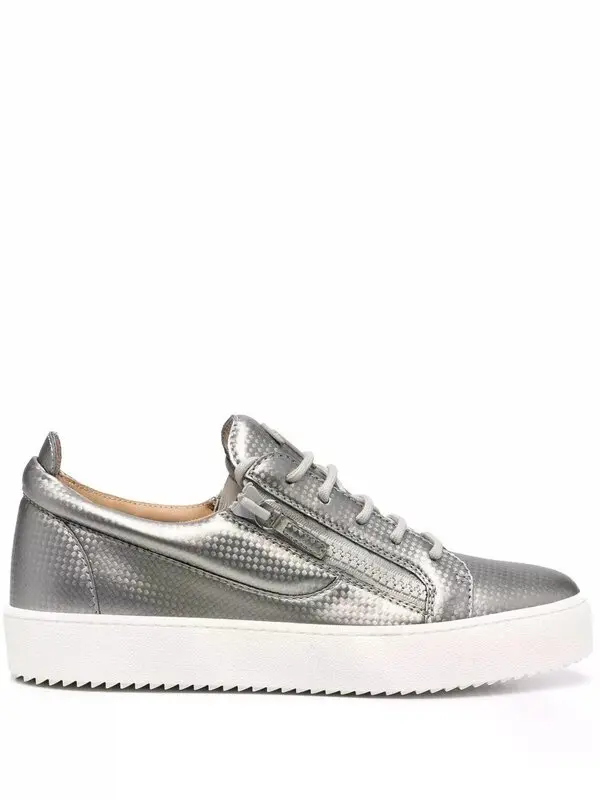 GIUSEPPE ZANOTTI Metallic-effect Low-top Sneakers - Silver