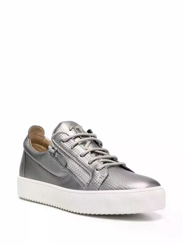 GIUSEPPE ZANOTTI Metallic-effect Low-top Sneakers - Silver