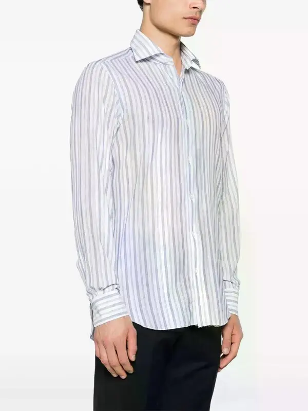 BARBA NAPOLI Halo-stripe Semi-sheer Shirt