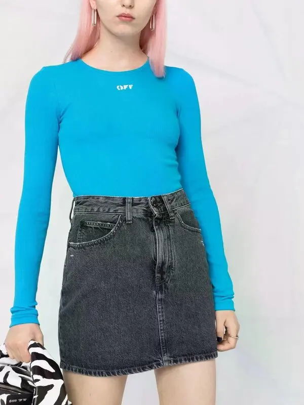 Off-White Logo-print Denim Skirt
