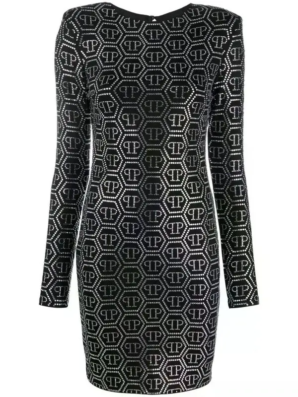 Philipp Plein Sequin-embellished Monogram Mini Dress
