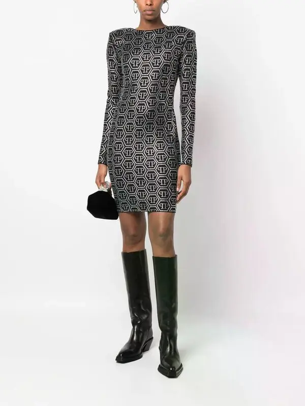 Philipp Plein Sequin-embellished Monogram Mini Dress