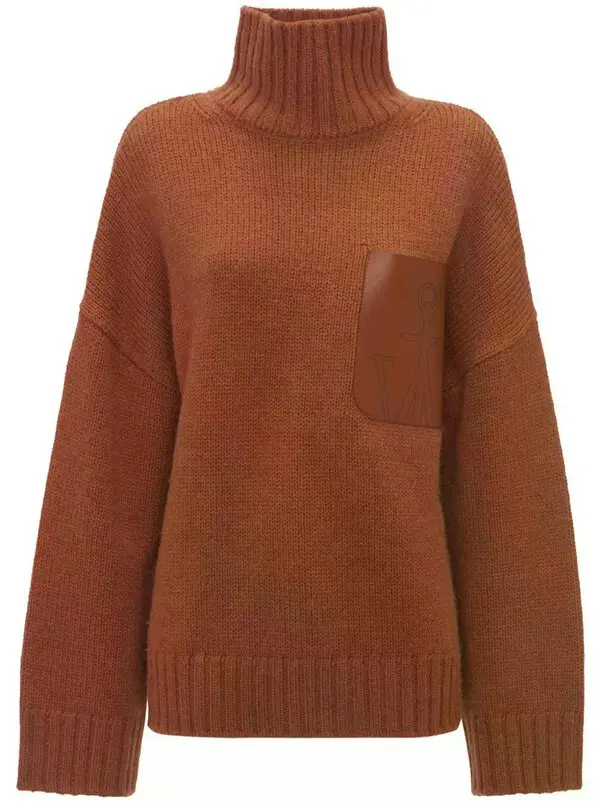 JW Anderson Anchor-logo Ribbed-knit Jumper - Brown