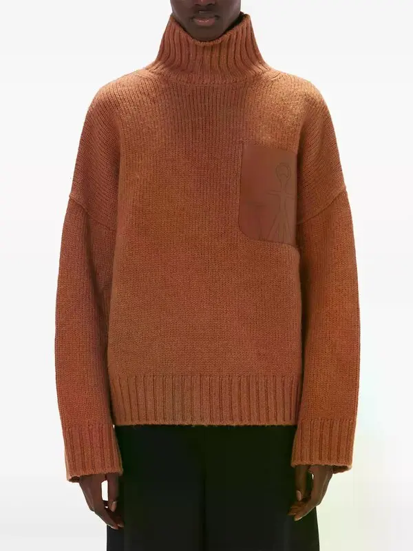 JW Anderson Anchor-logo Ribbed-knit Jumper - Brown