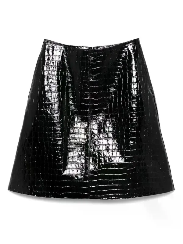 TOTEME Crocodile-embossed A-line Skirt