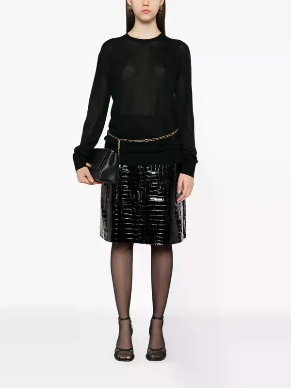 TOTEME Crocodile-embossed A-line Skirt