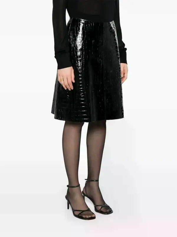 TOTEME Crocodile-embossed A-line Skirt