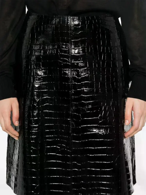 TOTEME Crocodile-embossed A-line Skirt