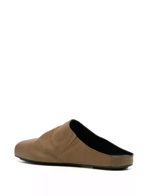 UMA WANG Square-toe Leather Mules - Brown