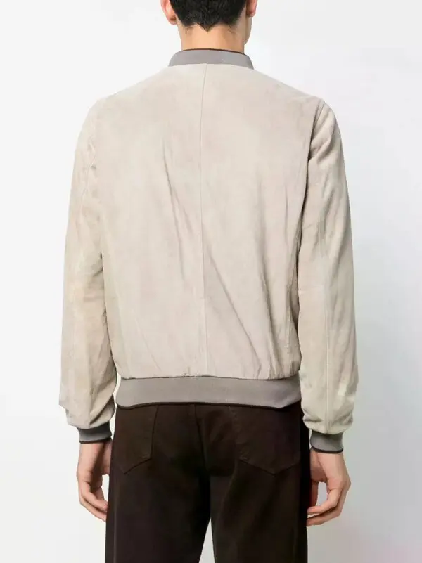 MOORER Leather Zip-up Bomber Jacket