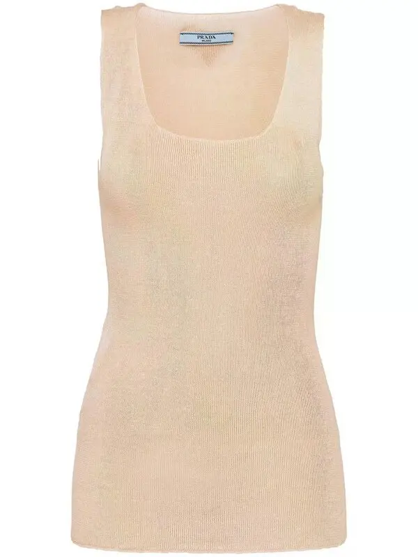 Prada Cotton Ribbed Tank Top - Neutrals