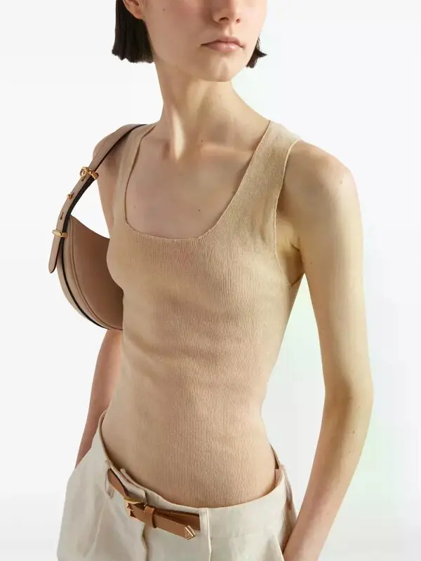 Prada Cotton Ribbed Tank Top - Neutrals
