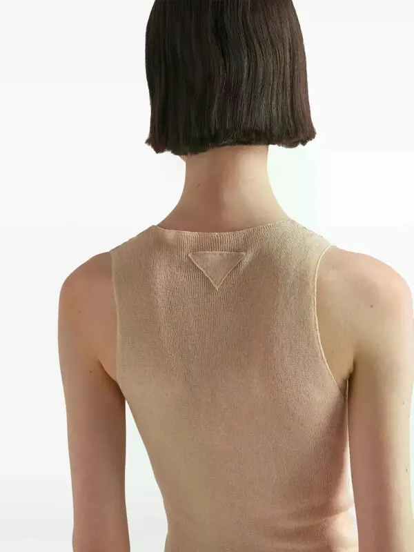 Prada Cotton Ribbed Tank Top - Neutrals