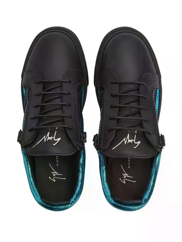 GIUSEPPE ZANOTTI Frankie Double-zip Low-top Sneakers - Blue