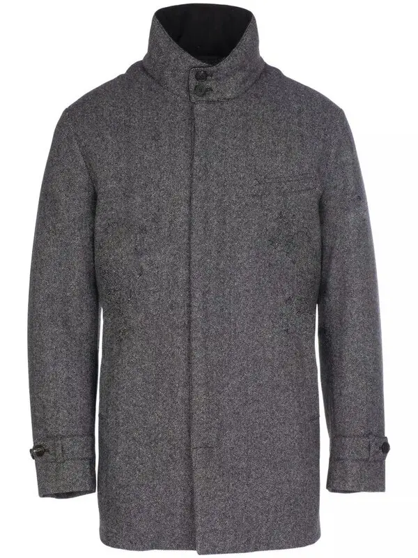 NORWEGIAN WOOL Virgin Wool-cashmere Blend Herringbone Coat