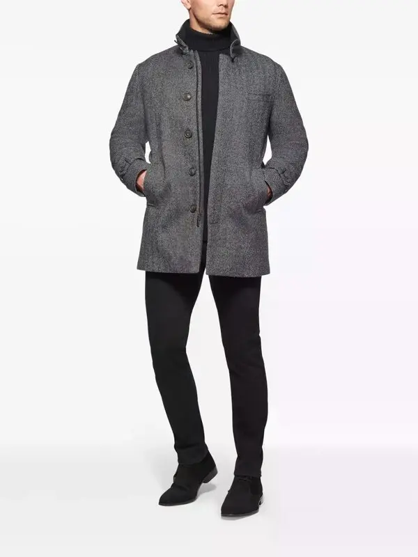 NORWEGIAN WOOL Virgin Wool-cashmere Blend Herringbone Coat